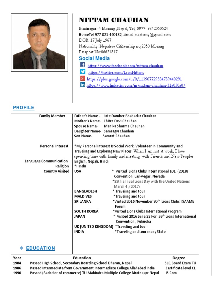 Nittam Chauhan CV Template Feb 2019 | PDF | Mutual Organization