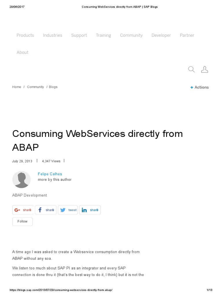 Consuming WebServices Directly From ABAP - SAP Blogs | PDF | Web Service | Sap Se