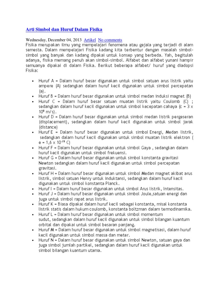 SIMBOL DAN ANGKA DALAM FISIKA | PDF