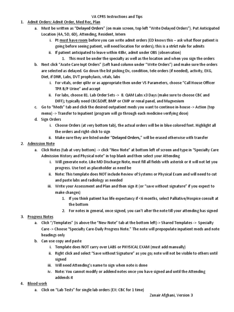 CPRS Instructions and Tip Sheet V3 | PDF | Blood Transfusion | Medical ...