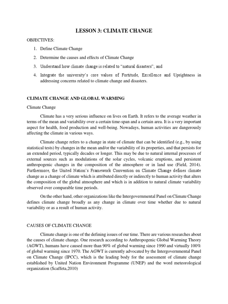 Lesson 3 Climate Change | PDF | Global Warming | Climate Change