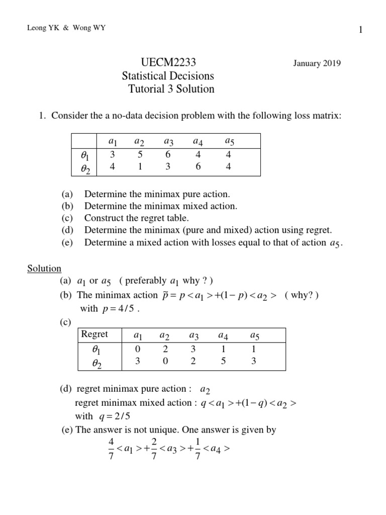 Tutorial 3 Solution Pdf Statistical Theory Theoretical Computer Science 