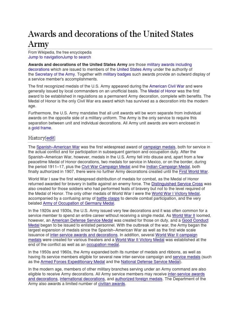 Awards and Decorations of The United States Army | PDF | Military ...