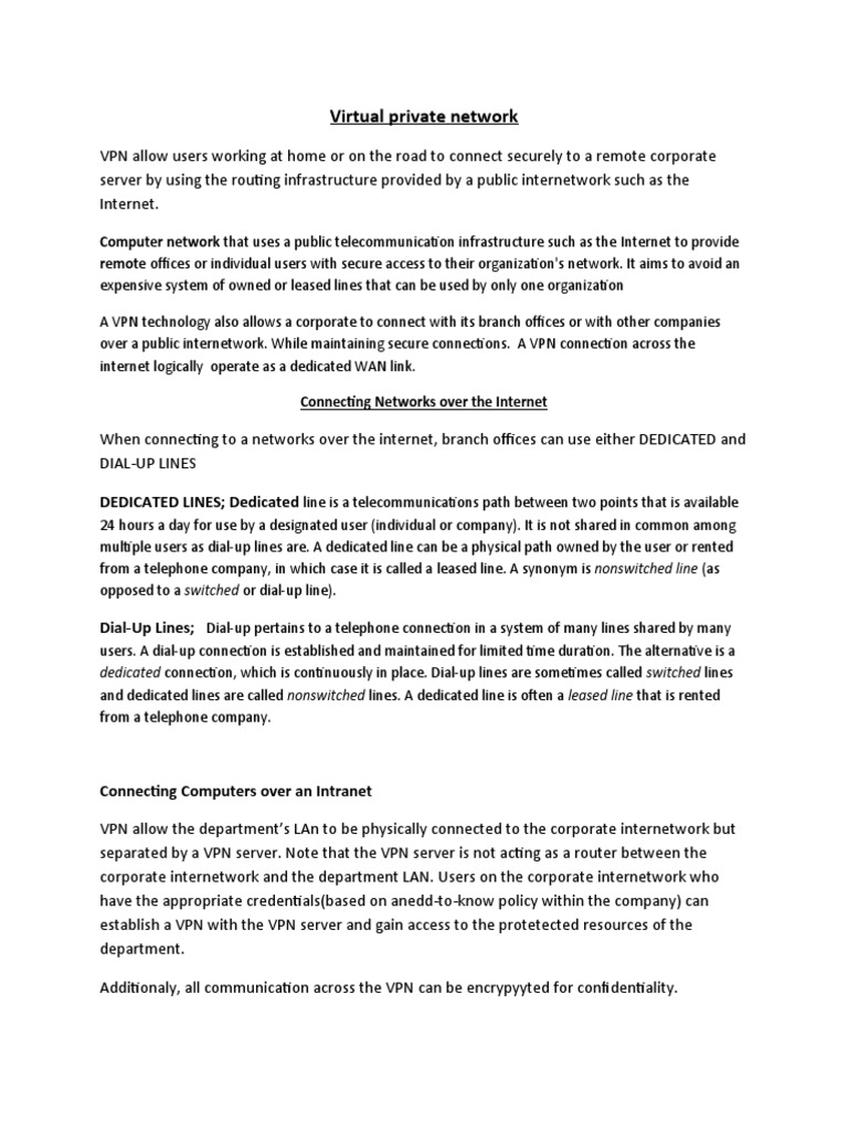 Understanding Virtual Private Networks Pdf Computer Network