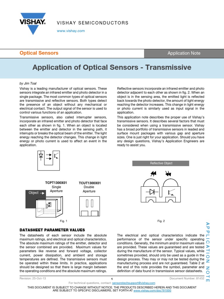 Optical Sensors Transmissive Application Note PDF | PDF | Sensor | P–N ...