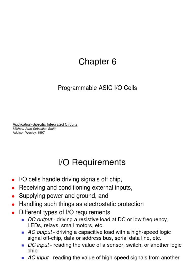 Programmable ASIC I/O Cells: Application-Specific Integrated Circuits | PDF | Cmos | Switch