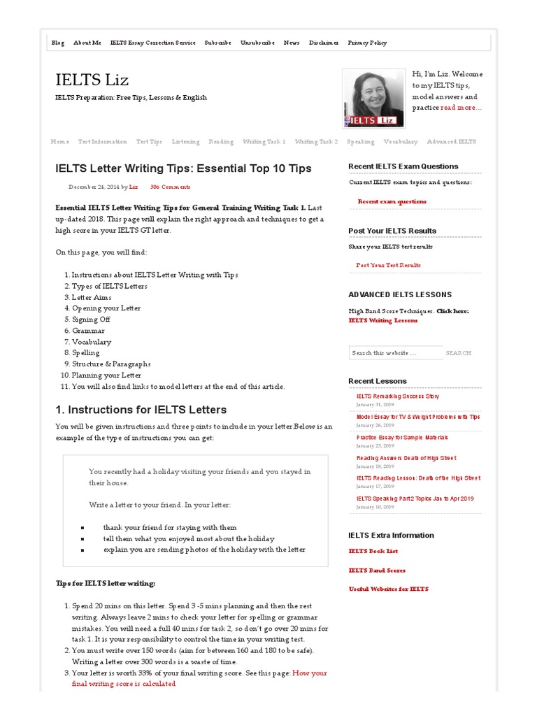 IELTS Letter Writing Tips - Essential Top 10 Tips | PDF | International ...