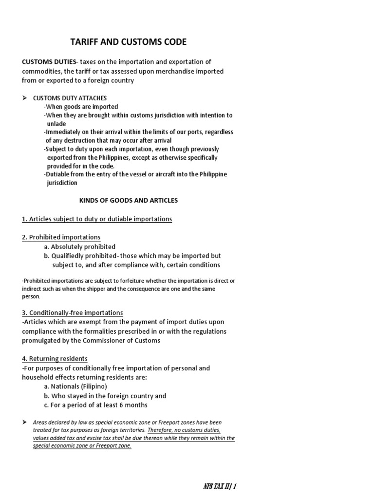Tariff and Customs Code Reviewer | PDF | Customs | Ad Valorem Tax