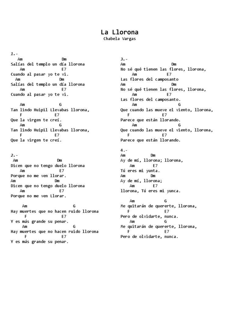 Cancion La Llorona-Chevela Vargas | PDF | Ocio
