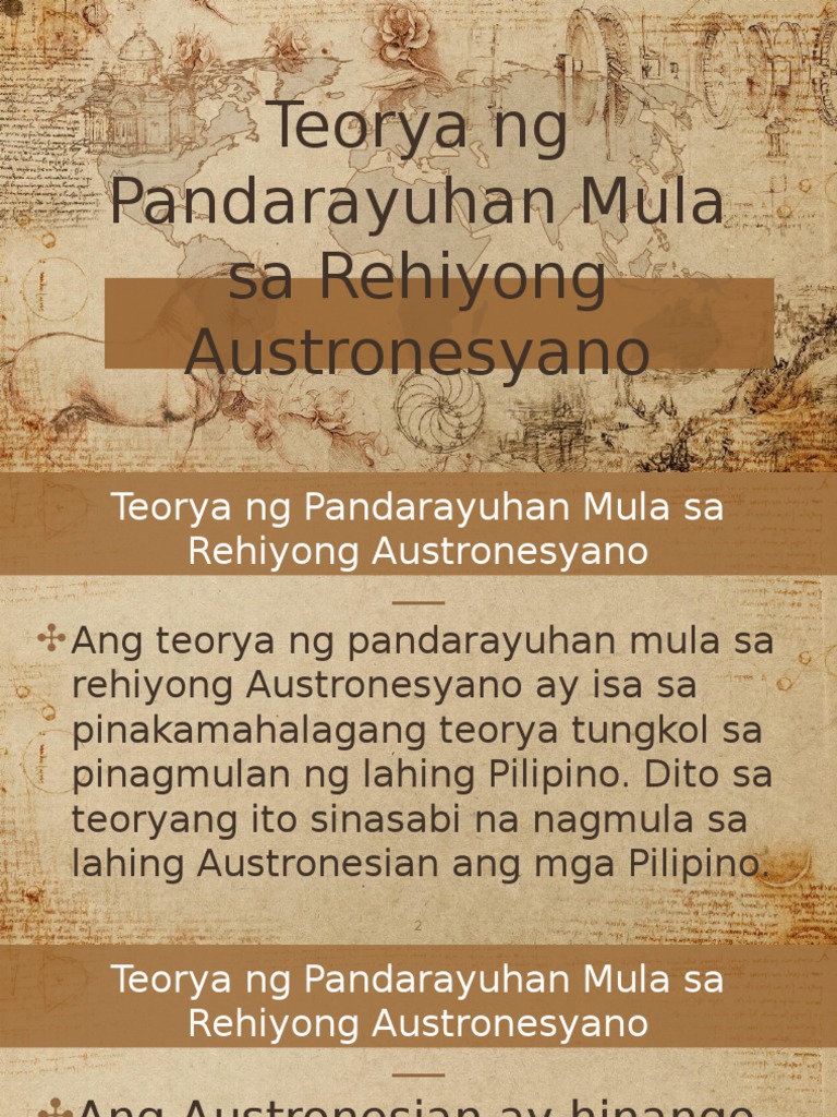 Teorya NG Pandarayuhan Mula Sa Rehiyong Austronesyano | PDF
