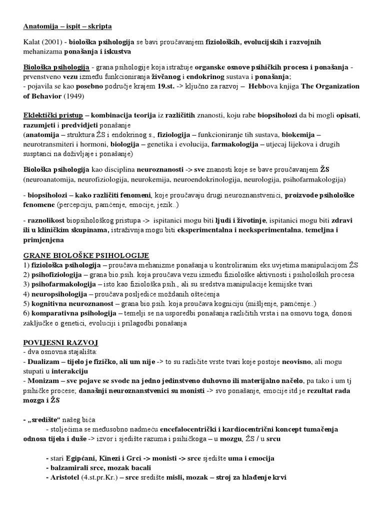 Anatomija - Moja Skripta | PDF