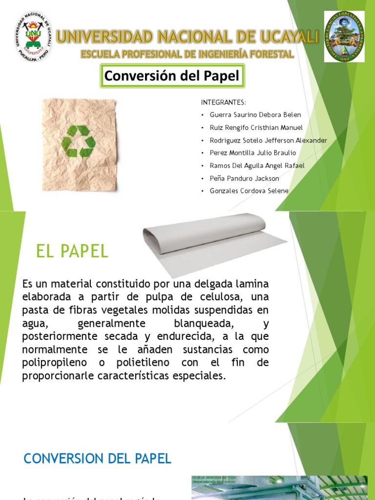 Conversion Del Papel | PDF | Papel de pulpa) | Papel