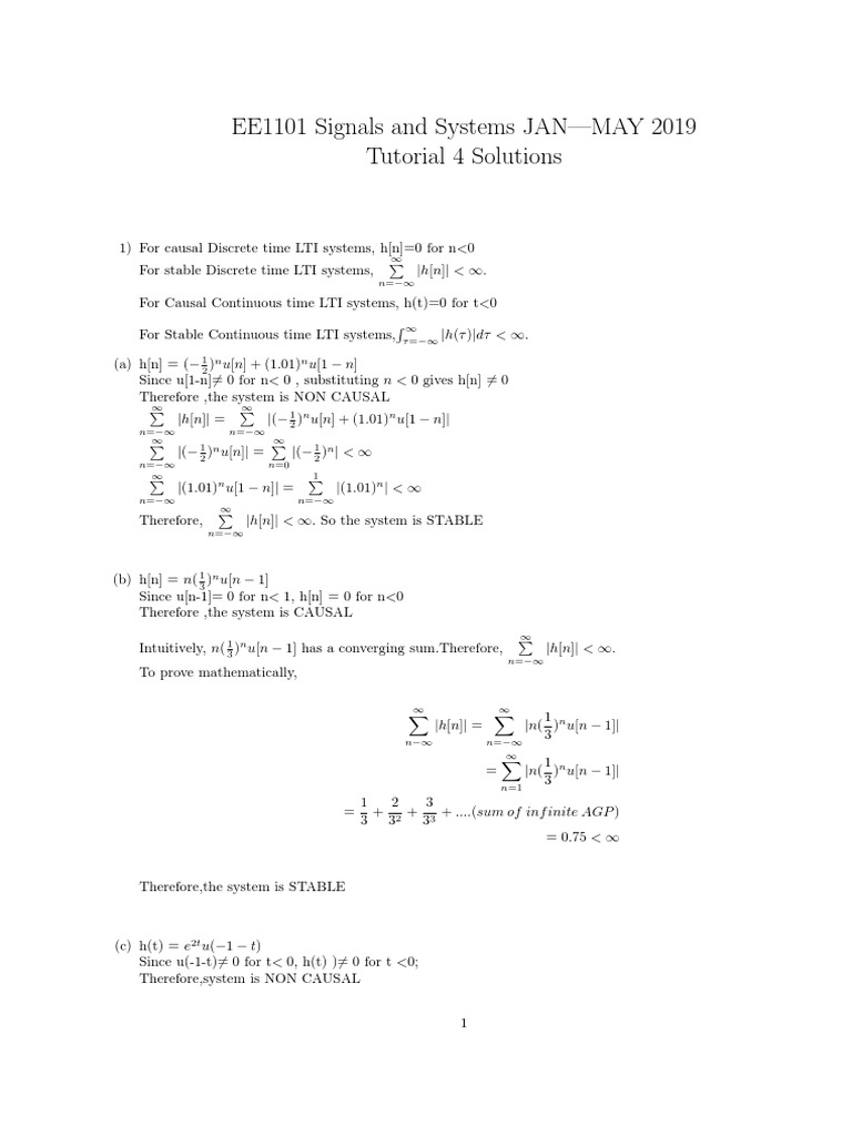 Tutorial 4 Solution Pdf Pdf Systems Theory Mathematical Analysis
