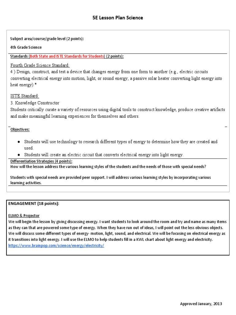 Lynch 5elessonplanscience | PDF | Special Education | Learning