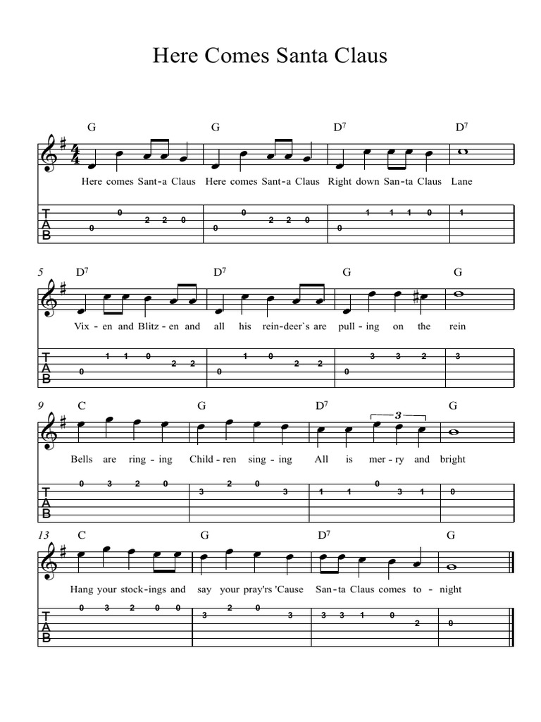 Here Comes Santa Claus: G G D7 D7 | PDF | Christmas Traditions | Christmas