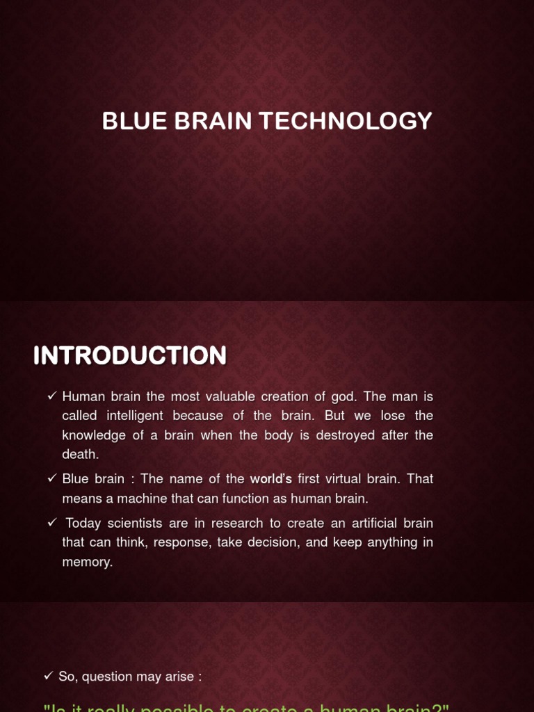 Blue Brain Ppt | Brain | Supercomputer