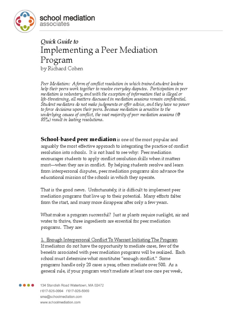 Peer Mediation Training Kit For Teachers | PDF | Mediation | Teachers