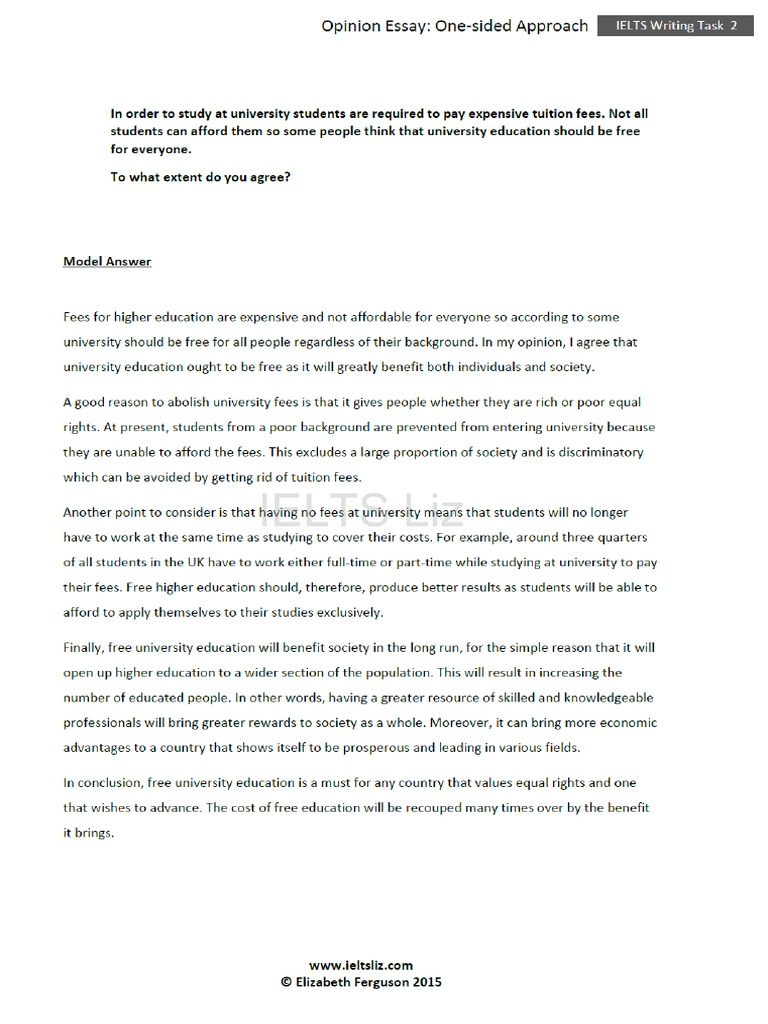 One Sided Opinion Essay Model PDF | PDF