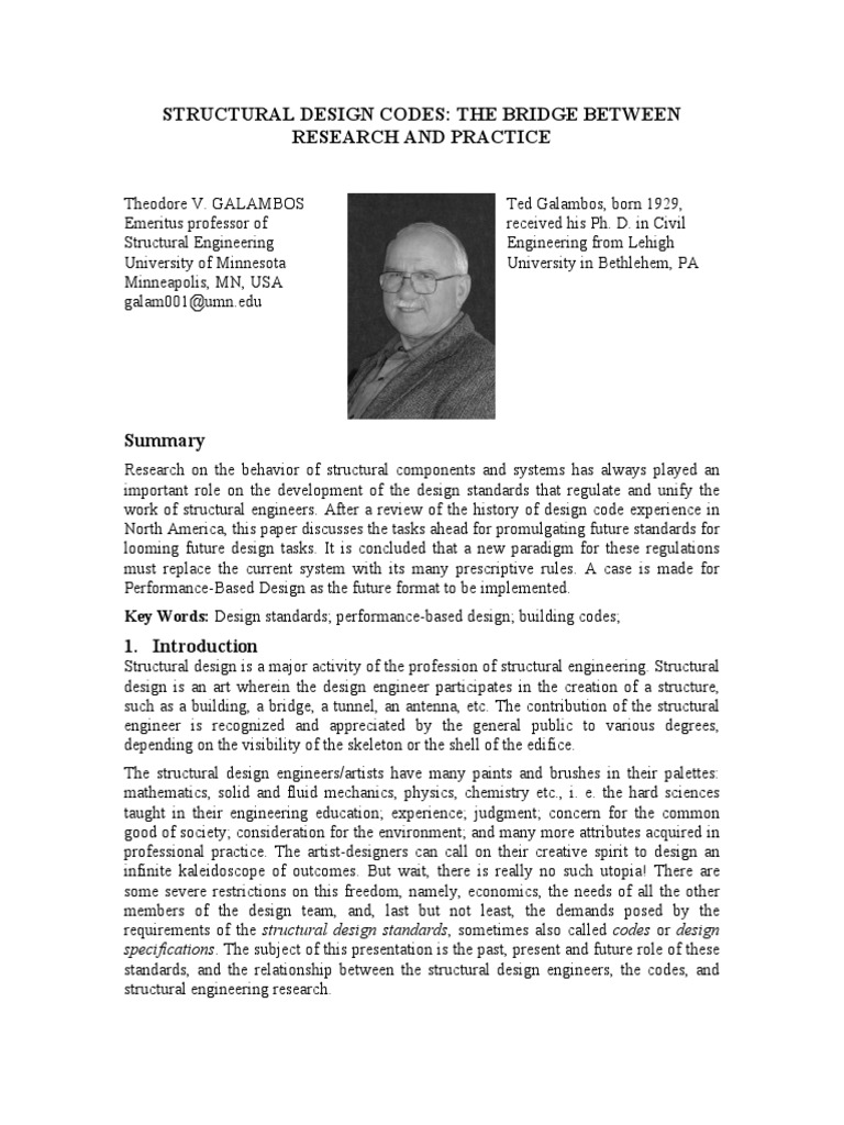 Structural Design Codes: The Bridge Between Research and Practice | PDF ...