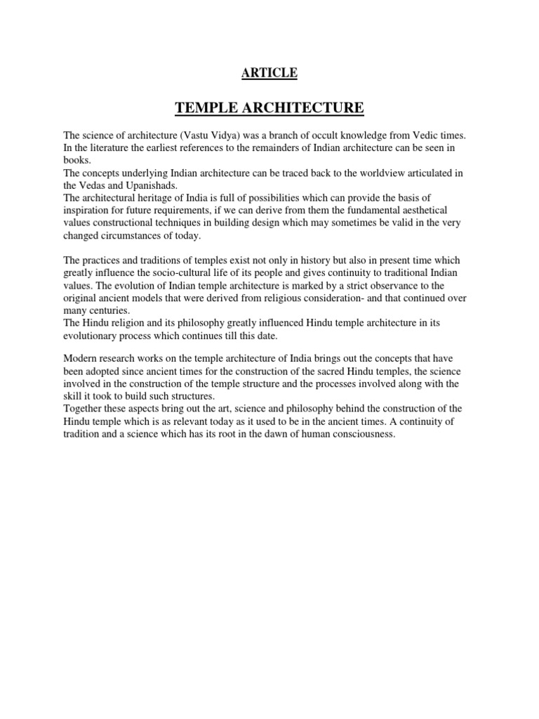 Temple Architecture | PDF