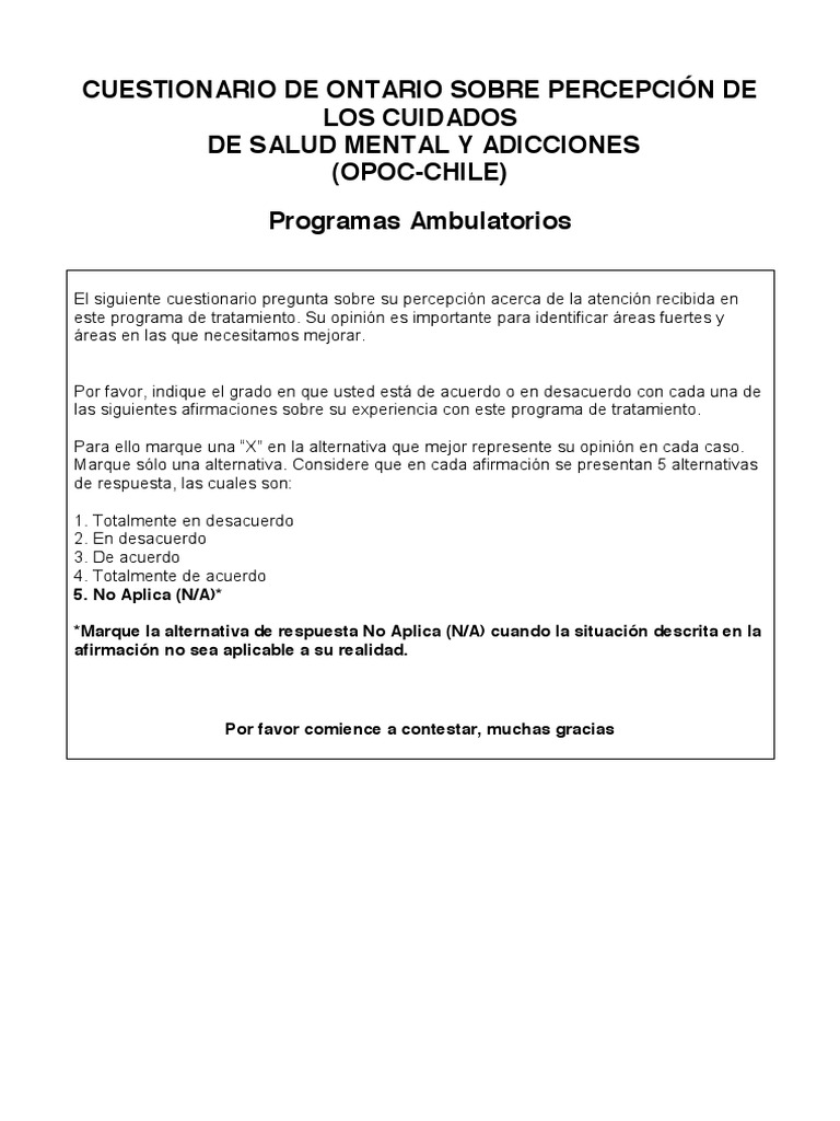 Opoc Chile | PDF | Cuestionario | Sicología