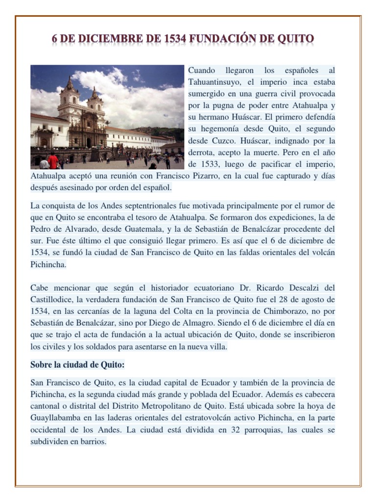 6 de Diciembre de 1534 Fundación de Quito | PDF