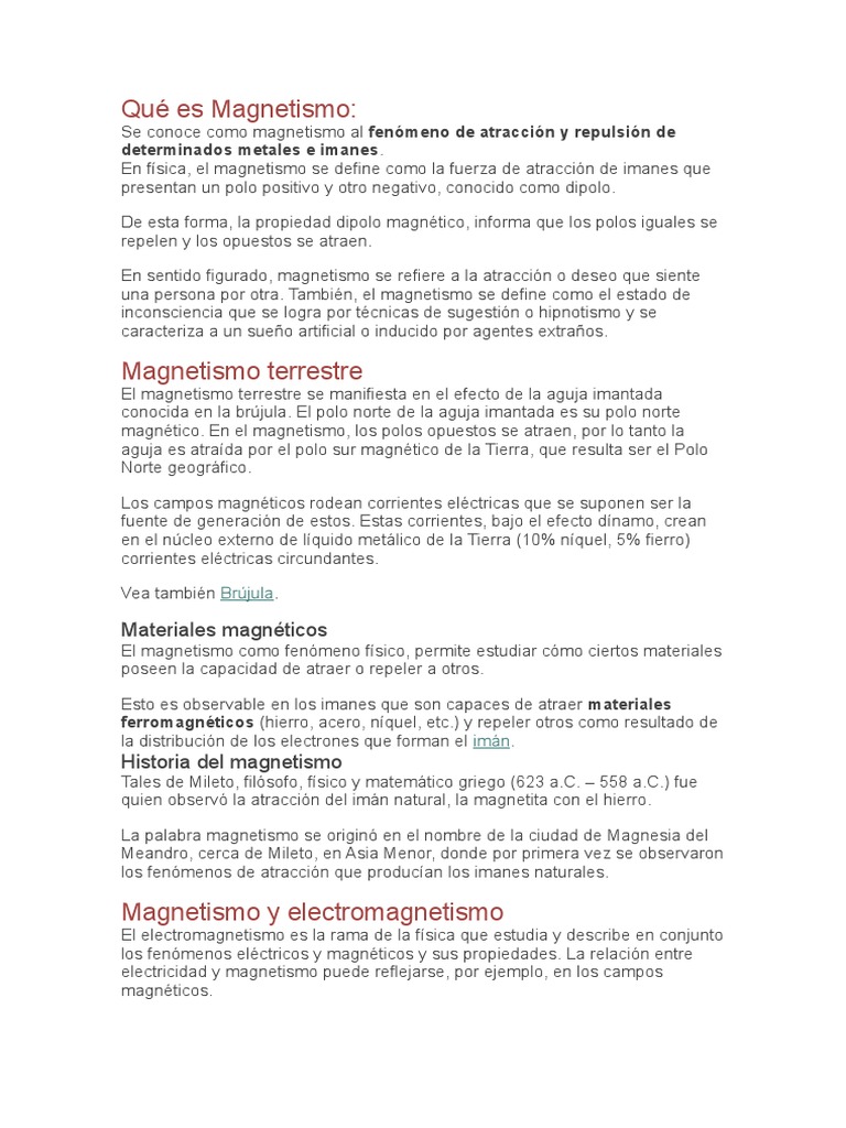 Qué Es Magnetismo | PDF | Magnetismo | Imán