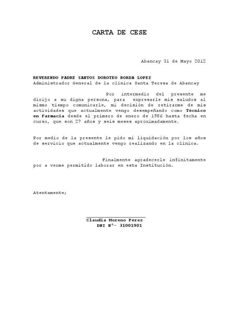 Carta de Cese | PDF