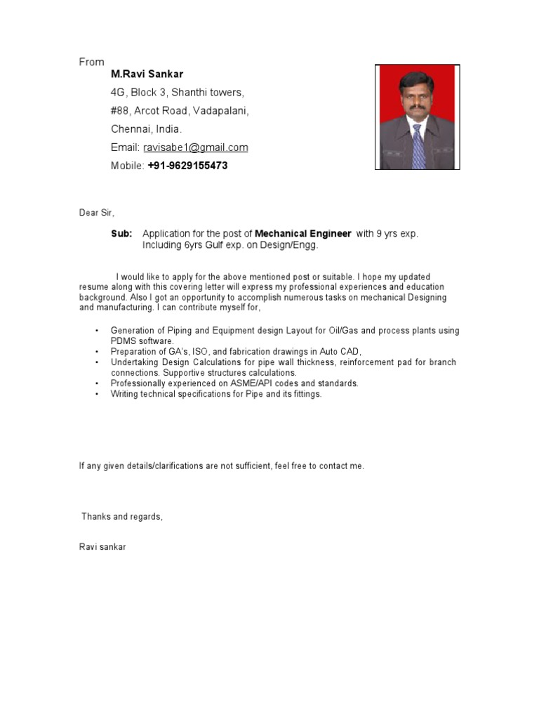 Mechanical Engineer Application | PDF | Pipe (Fluid Conveyance ...