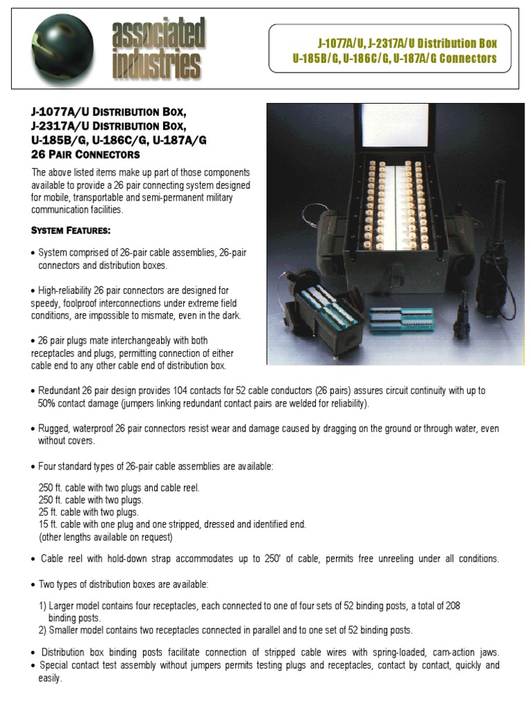 J-1077A/U Distribution Box Overview | PDF | Electrical Connector ...