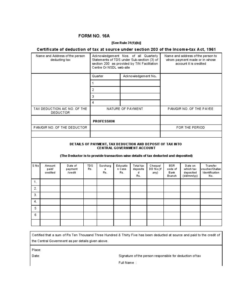Form No 16 | PDF