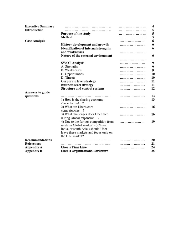 Uber Report Contents | PDF