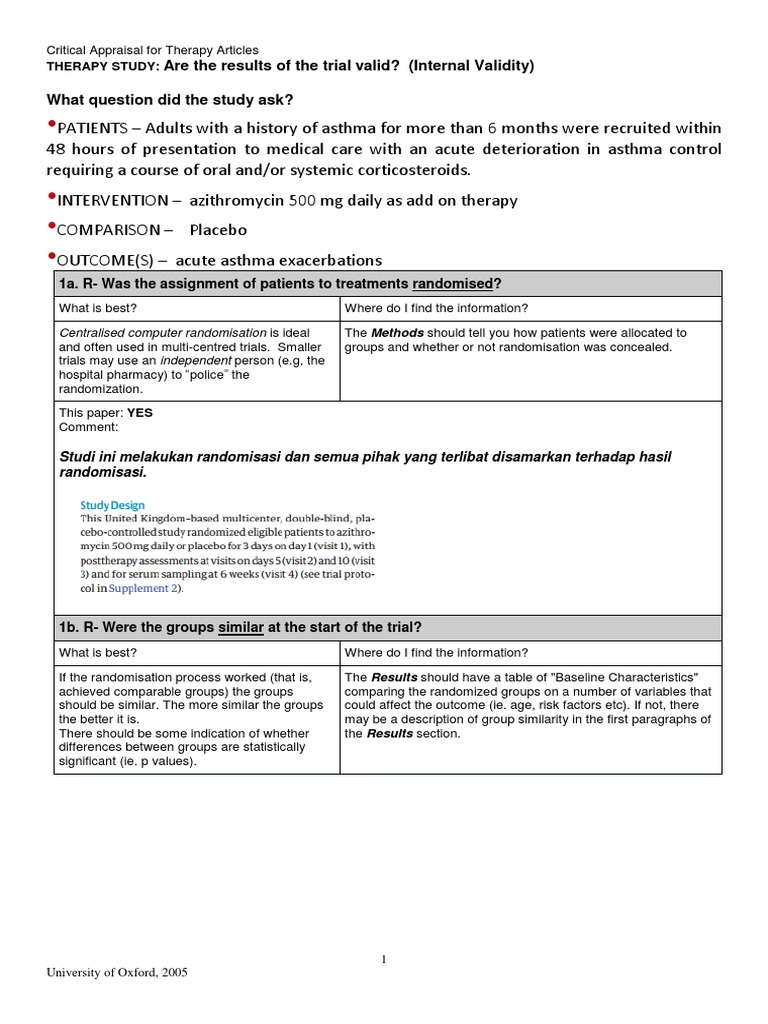 Worksheet Appraisal AZALEA | PDF | Confidence Interval | Randomized ...