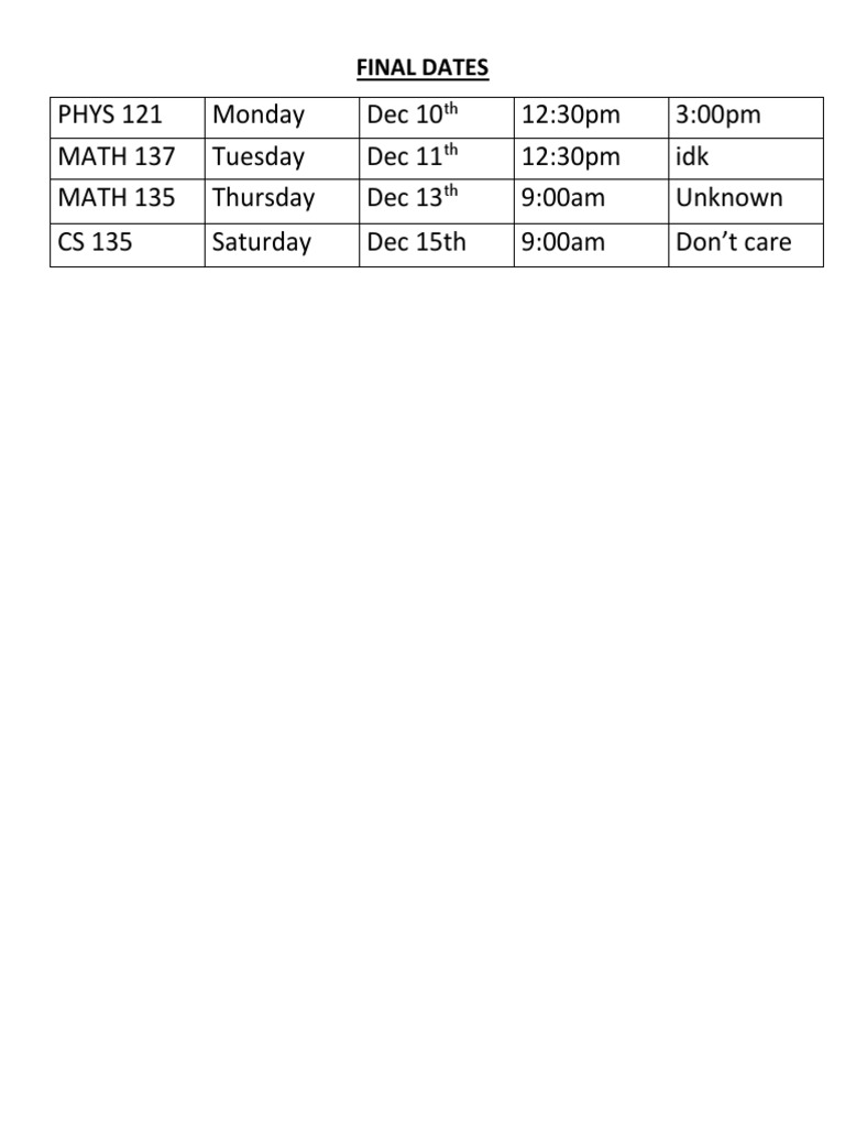 Midterm Dates | PDF