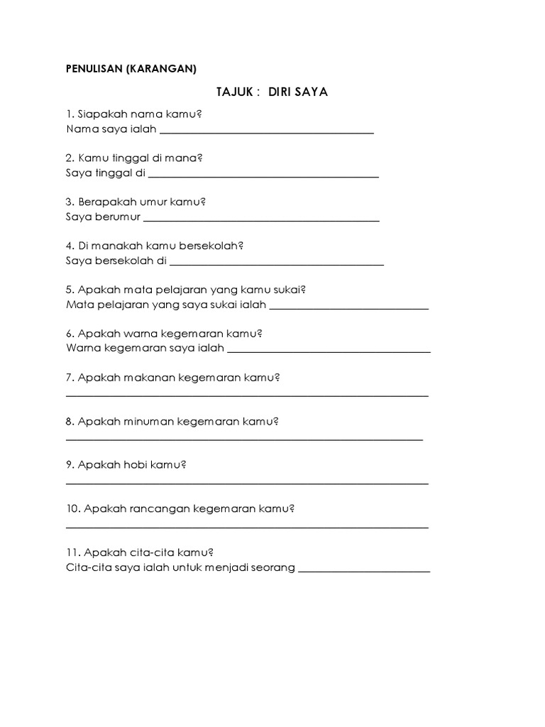 Karangan Diri Saya Pdf