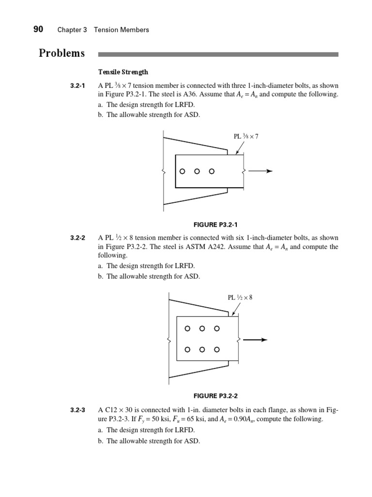 Practice Problems Tension Members | PDF | Truss | Screw