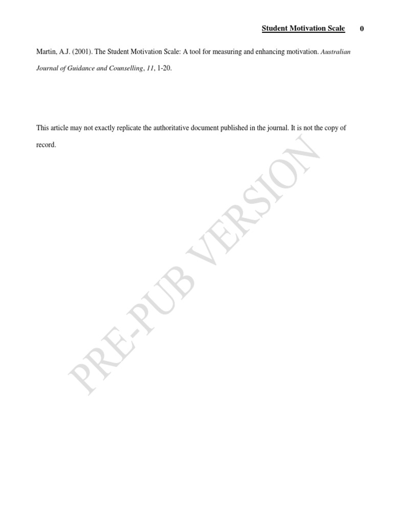 Student Motivation Scale Overview | PDF | Self Efficacy | Motivation
