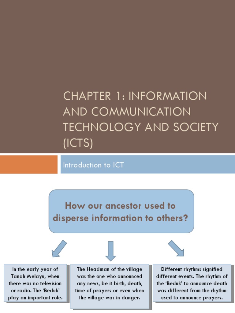 Chapter 1: Information and Communication Technology and Society (ICTS ...