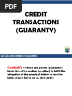 Credit Transactions: Benefit of Excussion | PDF | Guarantee | Surety