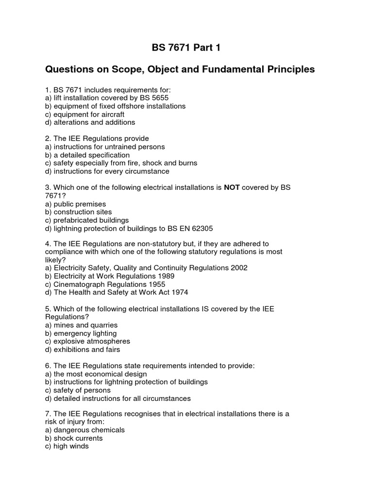 BS7671-Part 1 | Download Free PDF | Electrical Wiring | Electricity