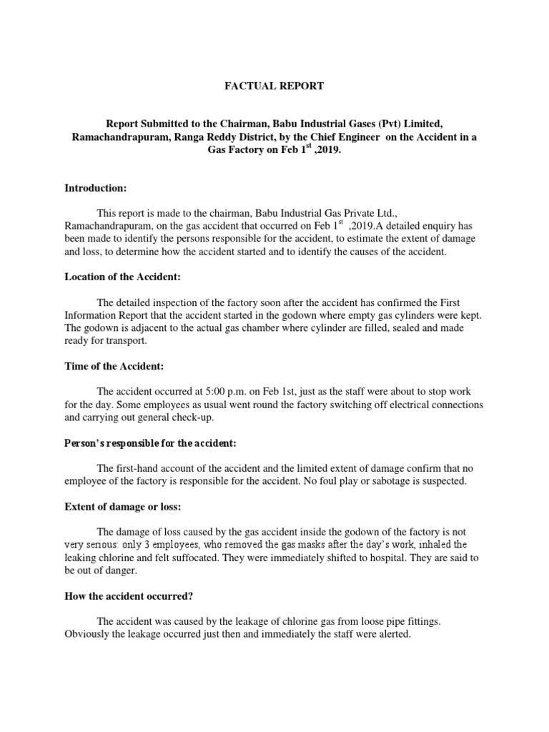 Factual Report | PDF | Gases | Nature