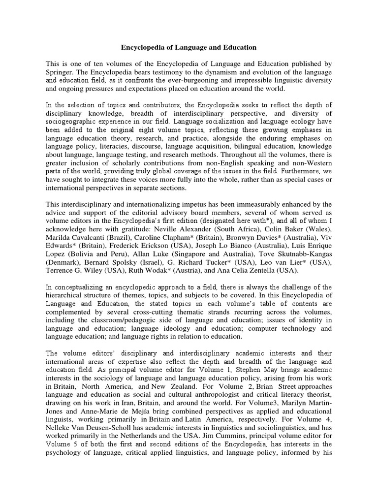 Encyclopedia of Language and Education | PDF | Encyclopedias | Linguistics