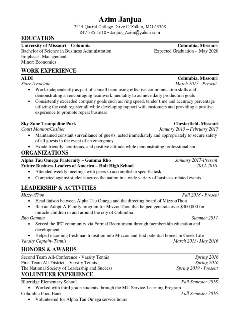 Azim Janjua Resume | PDF | Fraternities And Sororities | Behavior ...