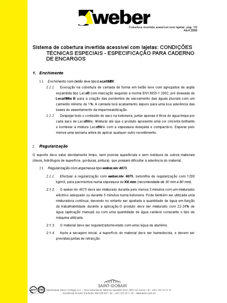 CTE Cobertura Invertida Acessivel Com Lajetas 01 | PDF | Argamassa ...