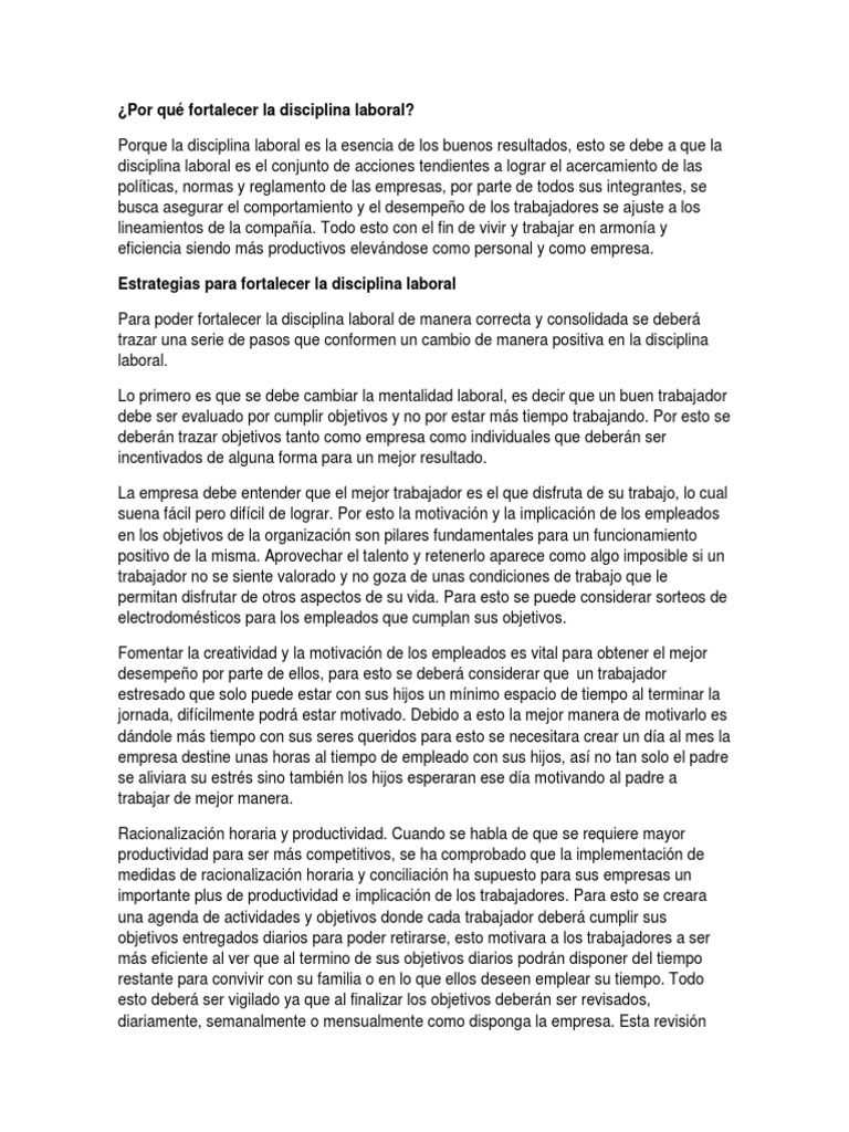 Disciplina Laboral | PDF | Disciplinas | Motivación