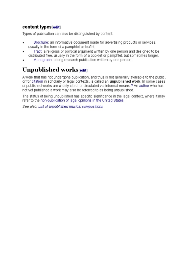 Unpublished Works: Content Types | PDF