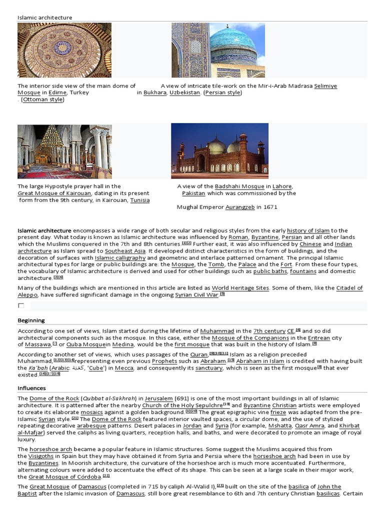 Islamic Architecture: A Visual Guide to Key Styles and Landmarks | PDF ...