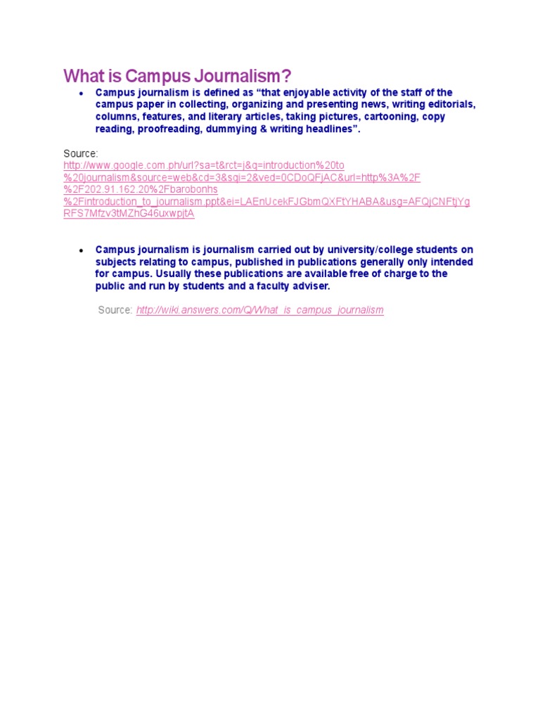 Understanding Campus Journalism Basics | PDF | Art | Computers