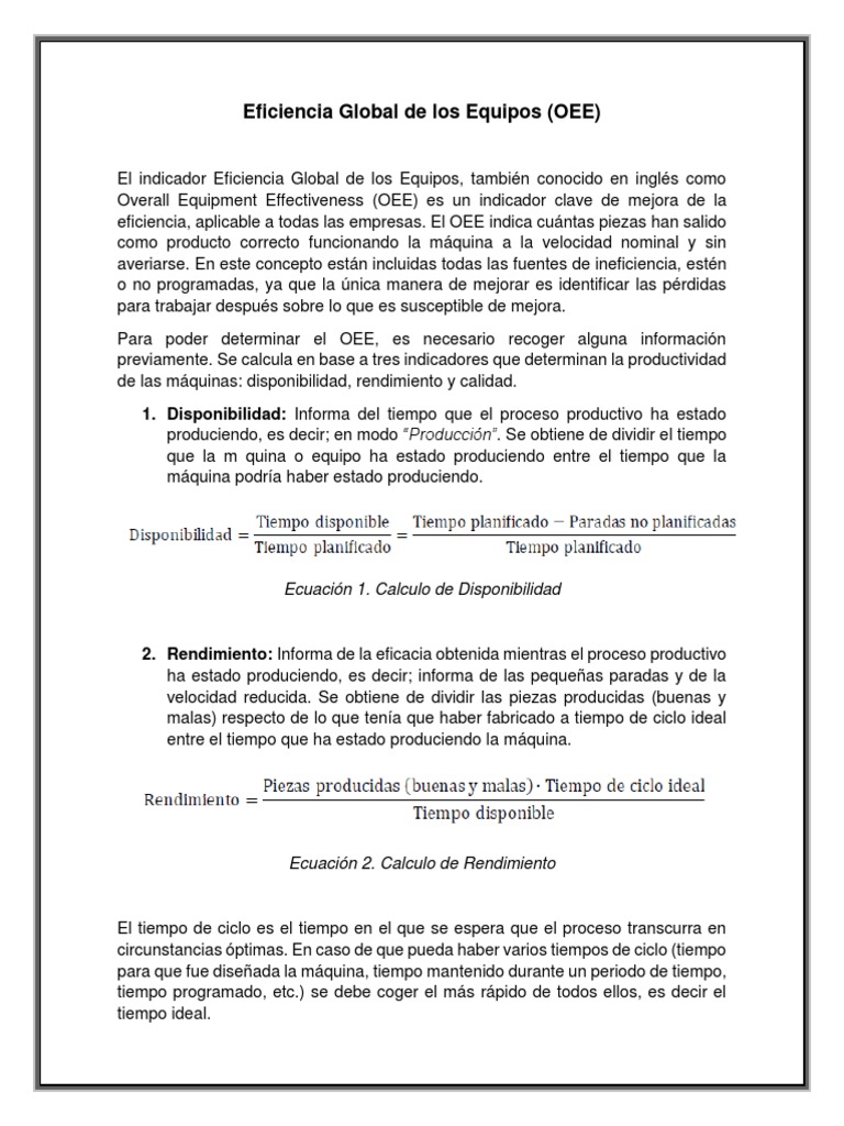 OEE Lean Manufacturing | PDF