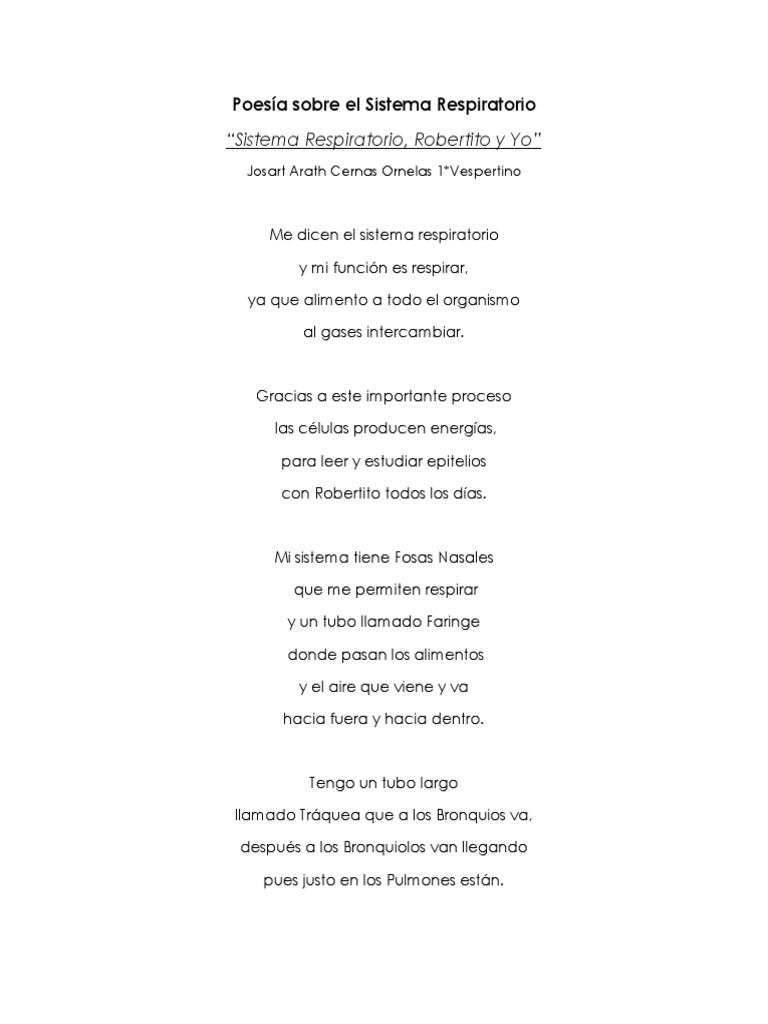 Poesia Respiratorio | PDF | Sistema respiratorio | Pulmón